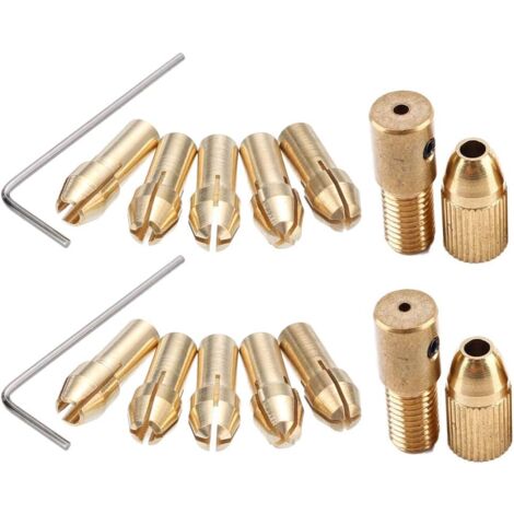 Mini Collet Chuck for Mini Drill - 14pcs, Brass, 0.5-3mm Tightening ...