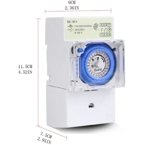 SUL181H Mechanical Timer Switch - 220V, 16A - Quartz Motor - Din Rail Mount - 24H
