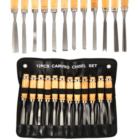 Set of 12 Professional Wood Chisels - Woodworking Tool