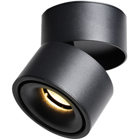Black Foldable LED Ceiling Spotlight - Rotatable Lighting, Adjustable Angle