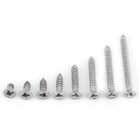 M3 Stainless Steel Flat Head Screws - 200pcs, Phillips, Various Lengths