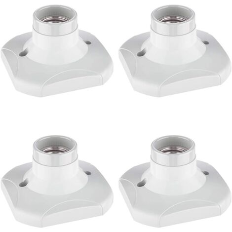 E27 Ceramic Bulb Socket - 4 pcs, E27 Lamp Holder Wall Mount Base, White