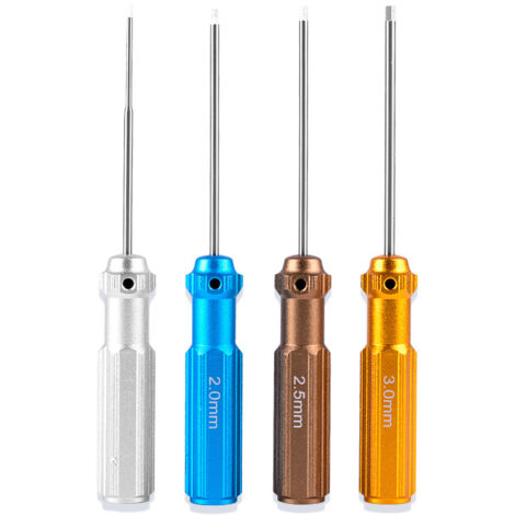 Titanium Nitride Hex Screwdriver Set - 4 Pieces (1.5mm/2mm/2.5mm/3.0mm)