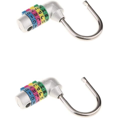 2pcs 4 Letter Dial Combination Padlock 4 Letter Code Password Lock - Silver