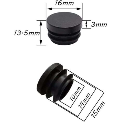 ZVD SHINING HOUSE Black Chair Caps 16mm 32pcs Chair Caps Round Plastic ...