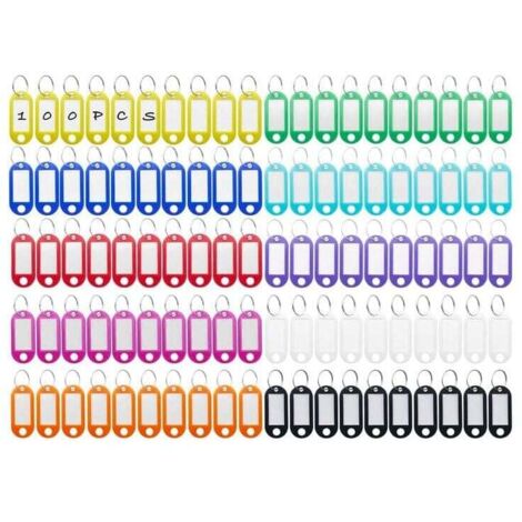Pack of 100 key rings, plastic key rings, writable colored key rings in ...