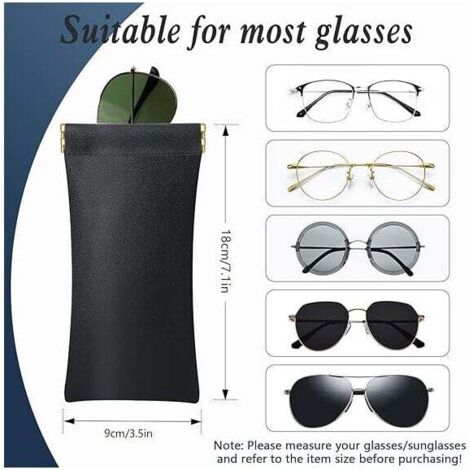 Set of 3 soft black leather glasses case, leather sunglasses case ...