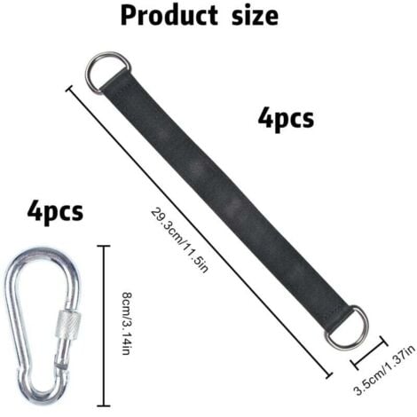 4-piece tree swing hanging strap set with 4 D-rings for garden/swing ...