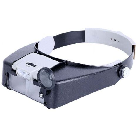 ZVD-Bandeau Loupe Horloger Mains Libres Loupe avec Lumière Casque Loupe Grossissante avec LED ...