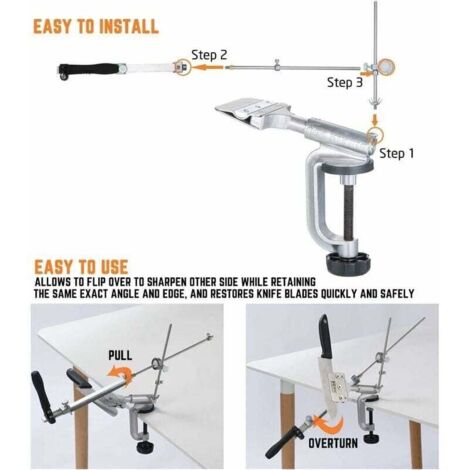 ZVD-Aiguiseur Couteaux Manuel Professionnel, RX-008 Affûteur de Couteaux à Angle Fixe Rotatif à ...