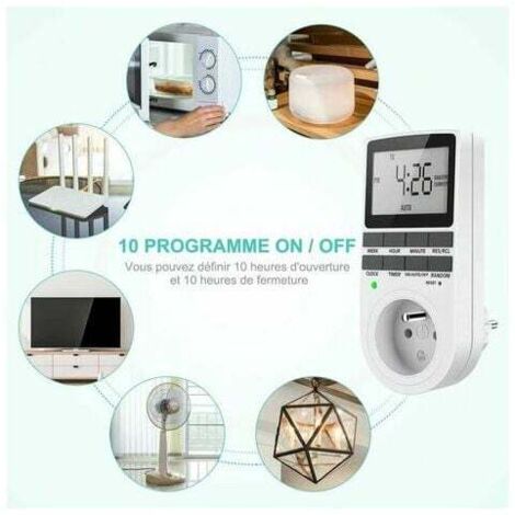 ZVD-Digital Programmable Socket, Weekly Digital Timer with LCD Display, 12H/24H/7Days Electrical ...