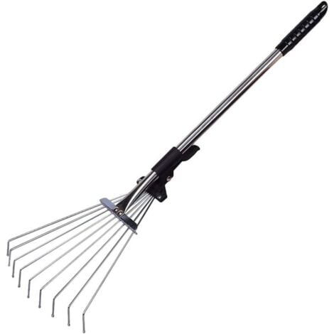 LaBlanc Garden Leaf Rake Adjustable Metal Garden Rake Extendable Weed Rake Camp Rake for Garden Lawn Yard