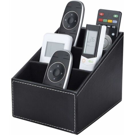 TV Remote Control Storage Box with 3 Compartments, PU Leather ...