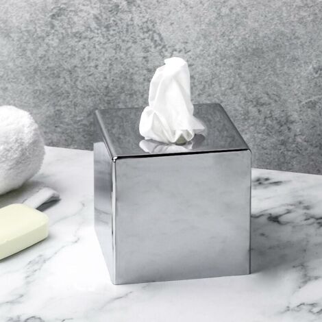 Cube Tissue Box Holder Square Mirror Tissue Box Cover Holder Kleenex Napkin Holder Bathroom Organizer Holder
