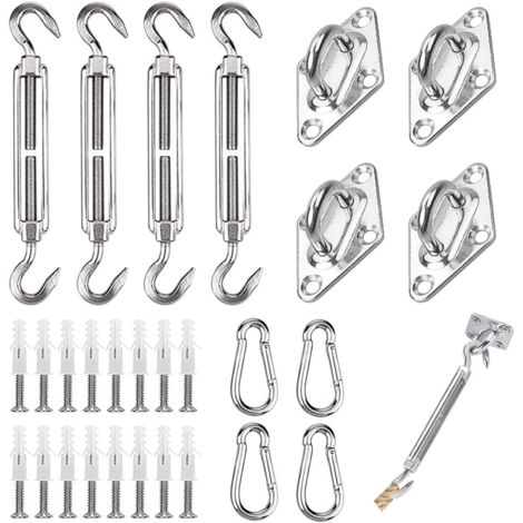 LaBlanc - 44pcs Shade Sail Fixing Kit, Stainless Steel Shade Sail ...