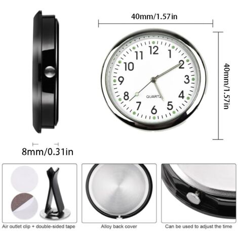 White Round Car Clock Car Dashboard Luminous Clock Car Dashboard ...