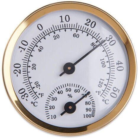 LaBlanc Analog Indoor Thermometer Hygrometer Humidity Temperature Display Gold