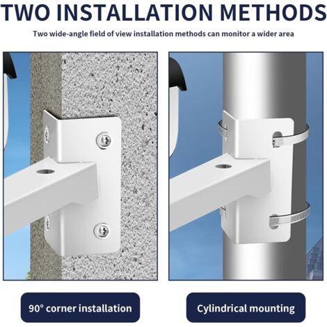 Outdoor Surveillance Corner Camera Mount, Solid Metal Bracket with 2 ...