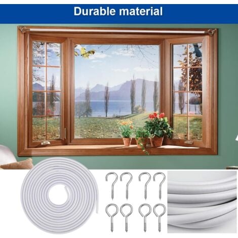 Lntyq 10M Cable Rideau, Cable pour Rideaux, Blanc Fil de Rideau avec 25 ...