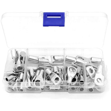 Lntyq 60PCS Bornes de Tube Cuivre Câble de Soudage Cossé Connecteurs à Sertir kit SC6-SC25