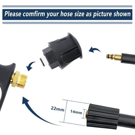 Lntyq Pistolet de Lavage Haute Pression, 4000 PSI, Interface M22 (14 mm) et Interface Rapide ...