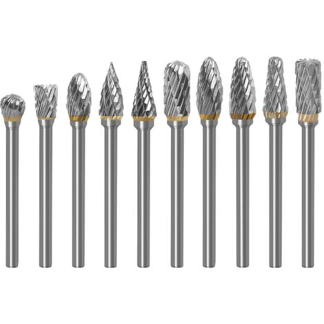 Lntyq Lot de 10 Ensemble de Fraises Rotatives Carbure de Tungstène Double Tranchant pour Outil ...