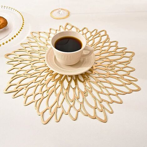 Lntyq Doré Set De Table Rond, Vinyle Set De Table Or pour Mariage ...