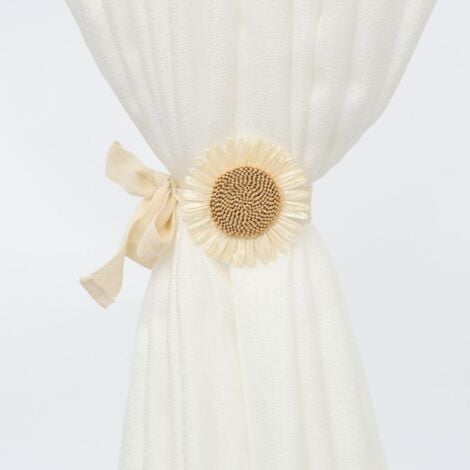 Lntyq 2 Pièces Attache Rideau sans Percage,Beige Embrasse Rideau ...