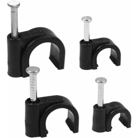 400 abrazaderas para cables de 6 mm, 7 mm, 8 mm y 10 mm, para sujetar cables de pared, color negro.