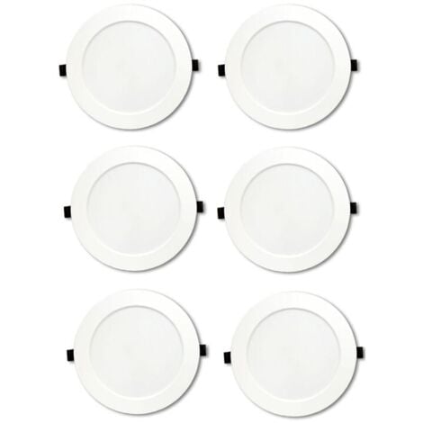 Juego de 6 focos LED empotrables, extraplanos, redondos y planos para techo.