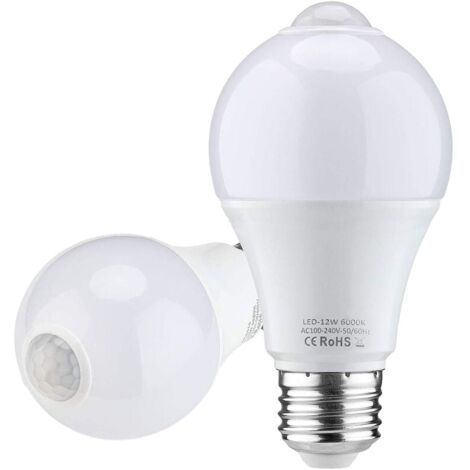 Bombilla LED con sensor de movimiento, E27, 12 W, blanco cálido 3000 K ...