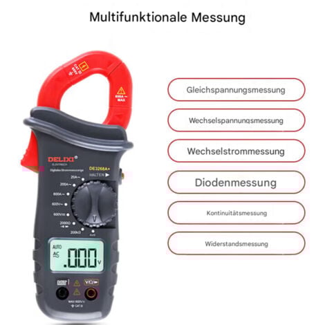 DELIXI DE3268A Digital-Multimeter mit Zangenmessung – Automatische AC ...