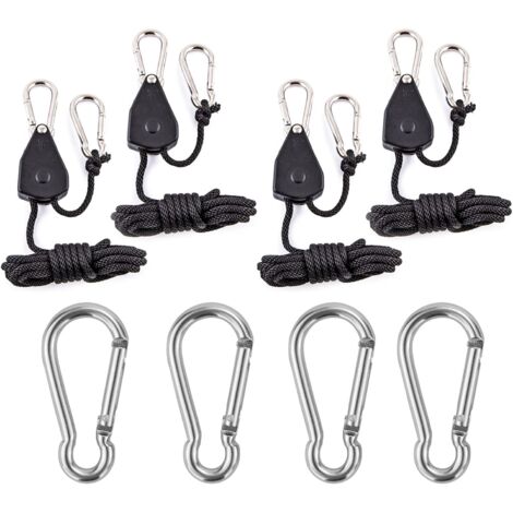 4 Stück Seil Ratsche mit Haken Fuß Langer Einstellbarer Hochleistungs ...