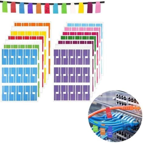 Selbstklebende Kabeletiketten (840 Stk, 12 Farben) Wasserdichte & Reißfeste Kabelbeschriftung A4 ...