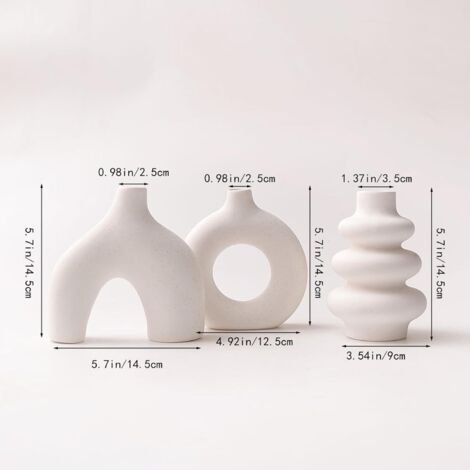 Beige Keramikvase 3er-Set Doppelberg vasen für Moderne Boho Nordic ...