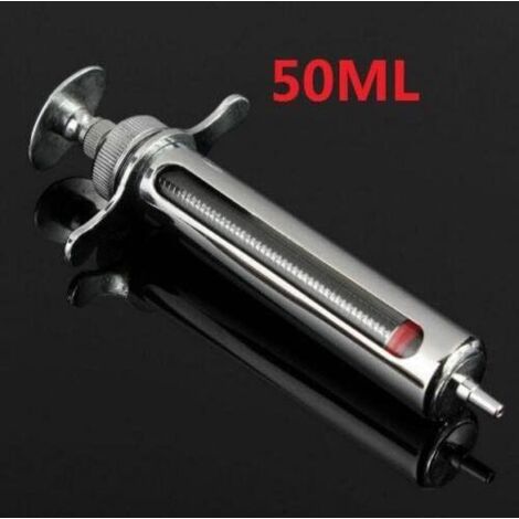 only 50ml Reusable Stainless Steel Hypodermic Veterinary Animal Syringe ...