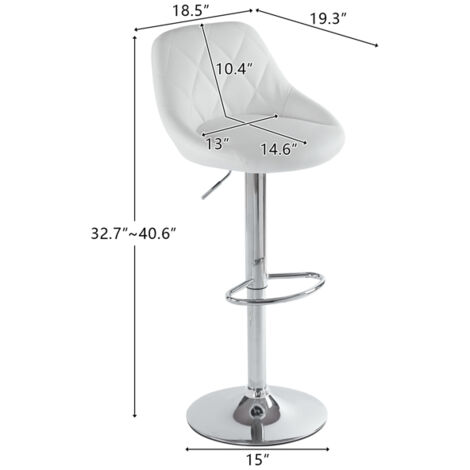 Set of 2 Counter Bar Barhockers, PU Leather Bar Barhocker, Adjustable ...