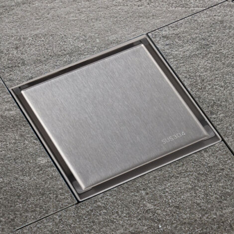 Scarico per doccia invisibile quadrato in acciaio inossidabile da 4 pollici Scarico a pavimento ...