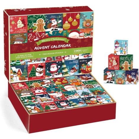 Calendario de Adviento 2024 Puzzle 1008 Piezas Mujeres Hombres Regalo de Navidad, 24 Cajas para ...