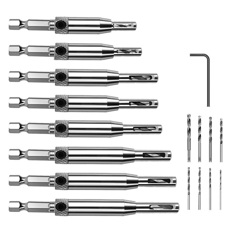 Center Drill Bit 16PCS Self Centering Hinge Drill Bit Woodworking Hole Drilling Tool Adjustable Door Window Drill Bits