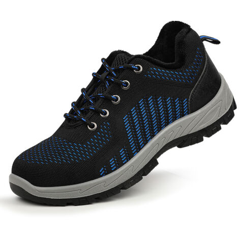 Mens Steel Toe Cap Trainers Lightweight Non Slip Safety Shoes Breathable Cushioning Work Shoes Anti Slip Puncture Resistant Steel Sole Shock