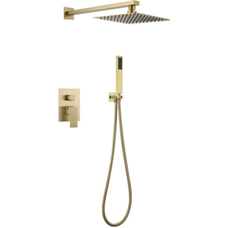 Built-in shower column, Gold Square Built-in Shower Column, Complete ...