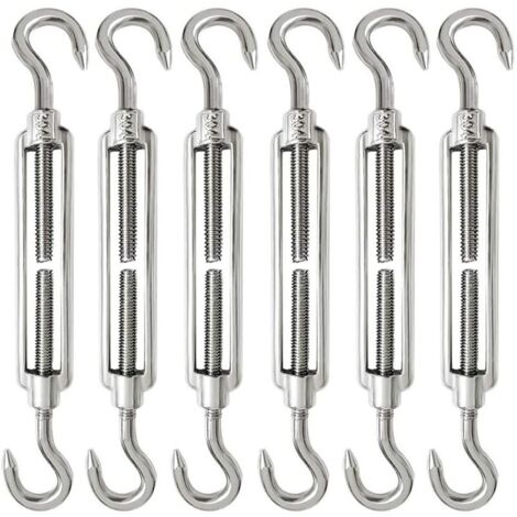 6 Stück M6 Seilspanner 304 Edelstahl Kabelspanner Verstellbar Spannschloss Haken und Haken für ...