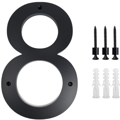 10 Inch House Number Plaque (8, Black) Modern Door Numbers Sign Plate ...