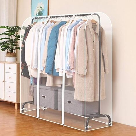 Garment Covers Garment Rack Cover Transparent Window Dust Cover Hanger ...