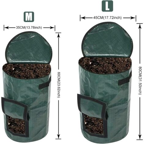 Composter, Set of 2 Garden Compost Bags, Eco-Friendly Organic Compost ...