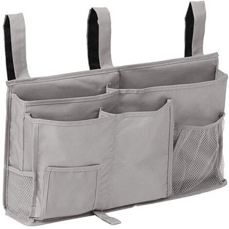 Bunk Bed Storage Bag Grey Hanging Bed Organizer Bag 8 Pockets for Student Dorm Bed Hospital Bed Baby Bed Rails 600D Oxford Cloth