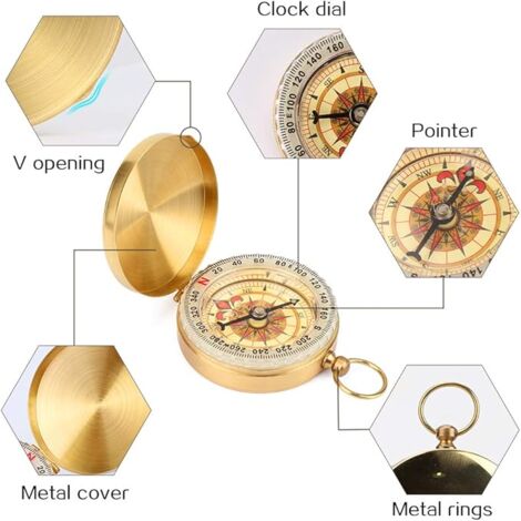 Portable Outdoor Compass Brass Waterproof Classic Pocket Compass Flip ...
