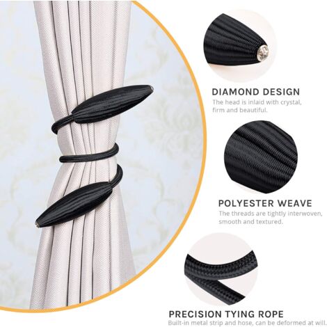 2 Pack Creative Twist Curtain Tiebacks (Black) European Style ...