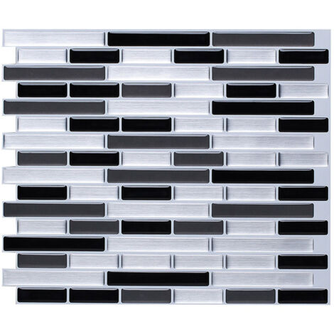 Brushed Silver Self Adhesive Tile Wallpaper 28 x 24 cm Mosaic Style ...